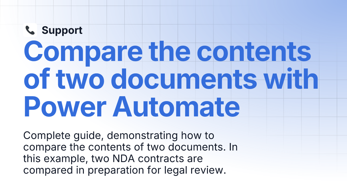 Compare The Contents Of Two Documents With Power Automate Support 